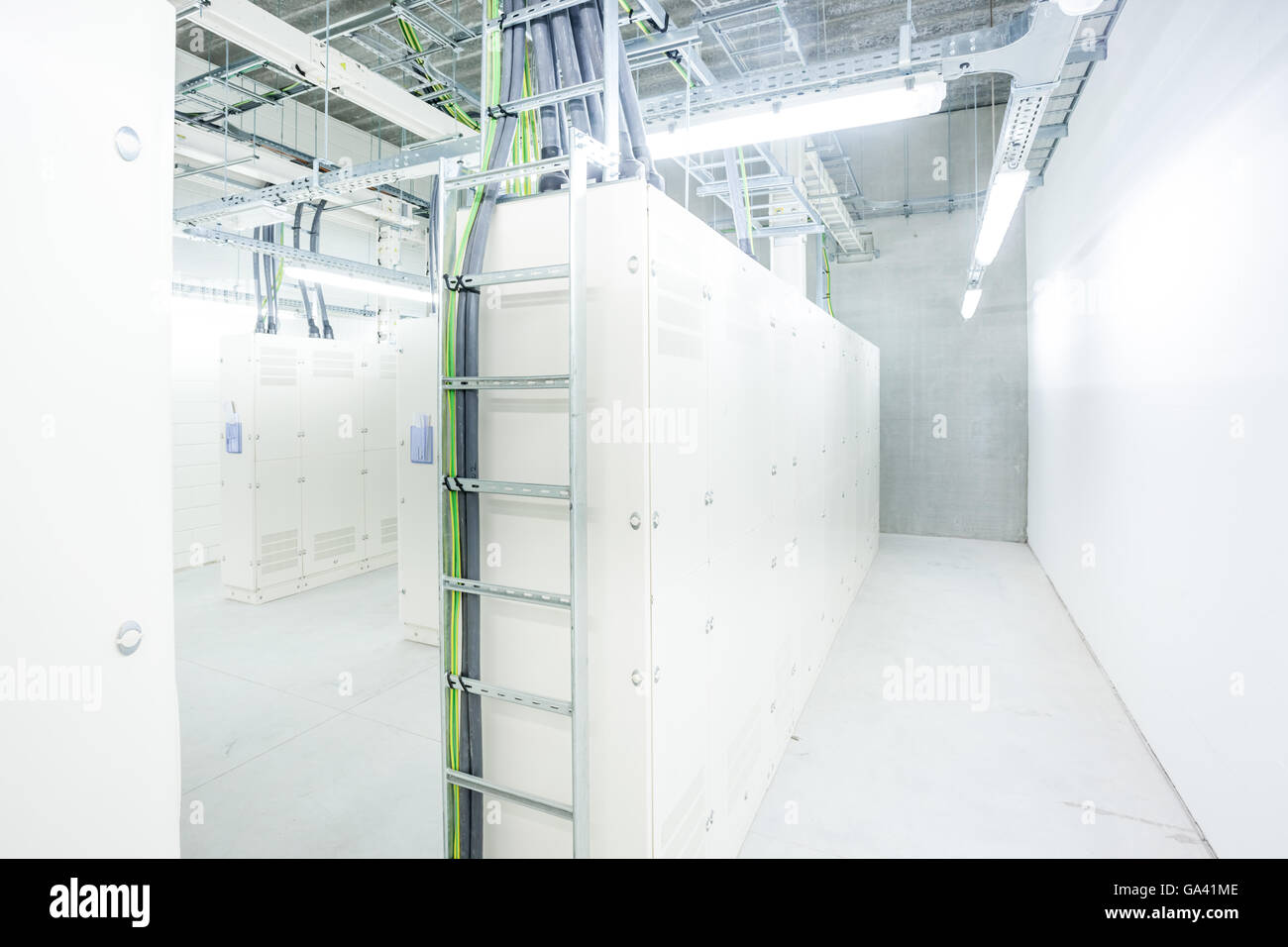 in the basement of an industrial building there is an room with ...