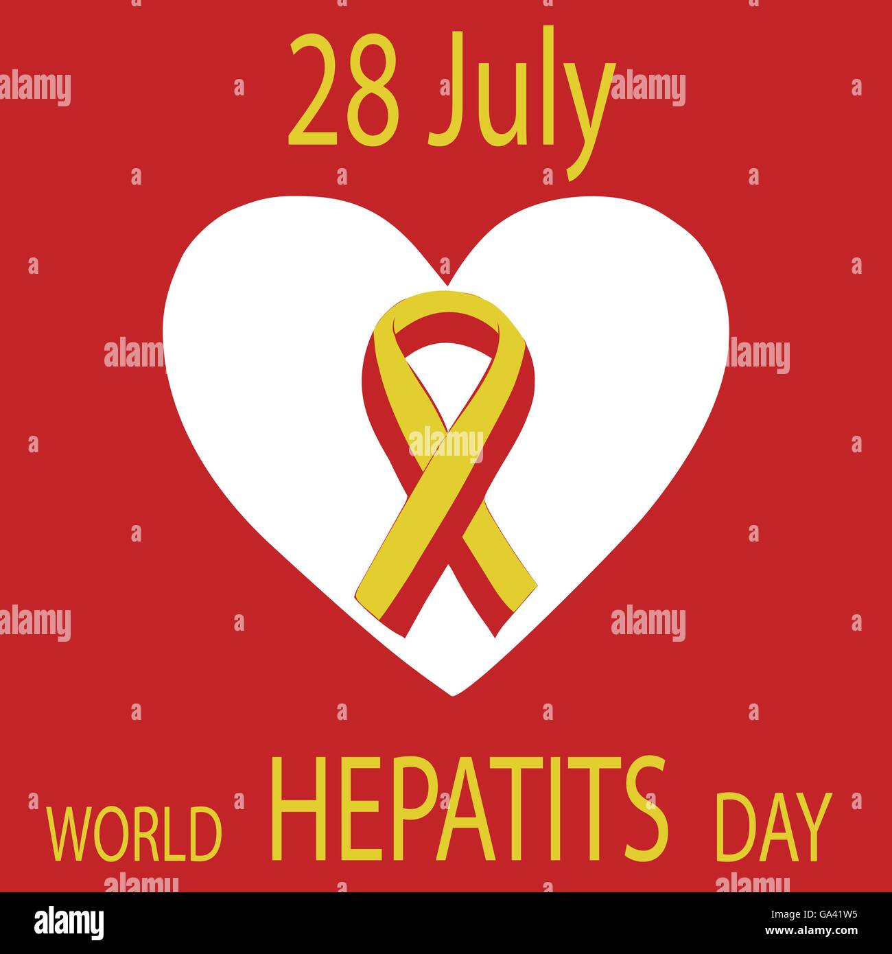 World Hepatitis Day 28 July yellow red ribbon Stock Vector Image & Art ...