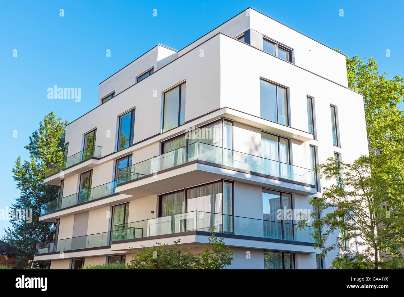 Modern white townhouse seen in Berlin, Germany Stock Photo - Alamy
