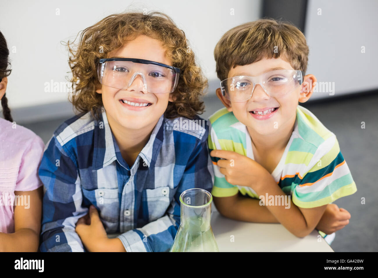 Portrait of kids in laboratory Stock Photo - Alamy
