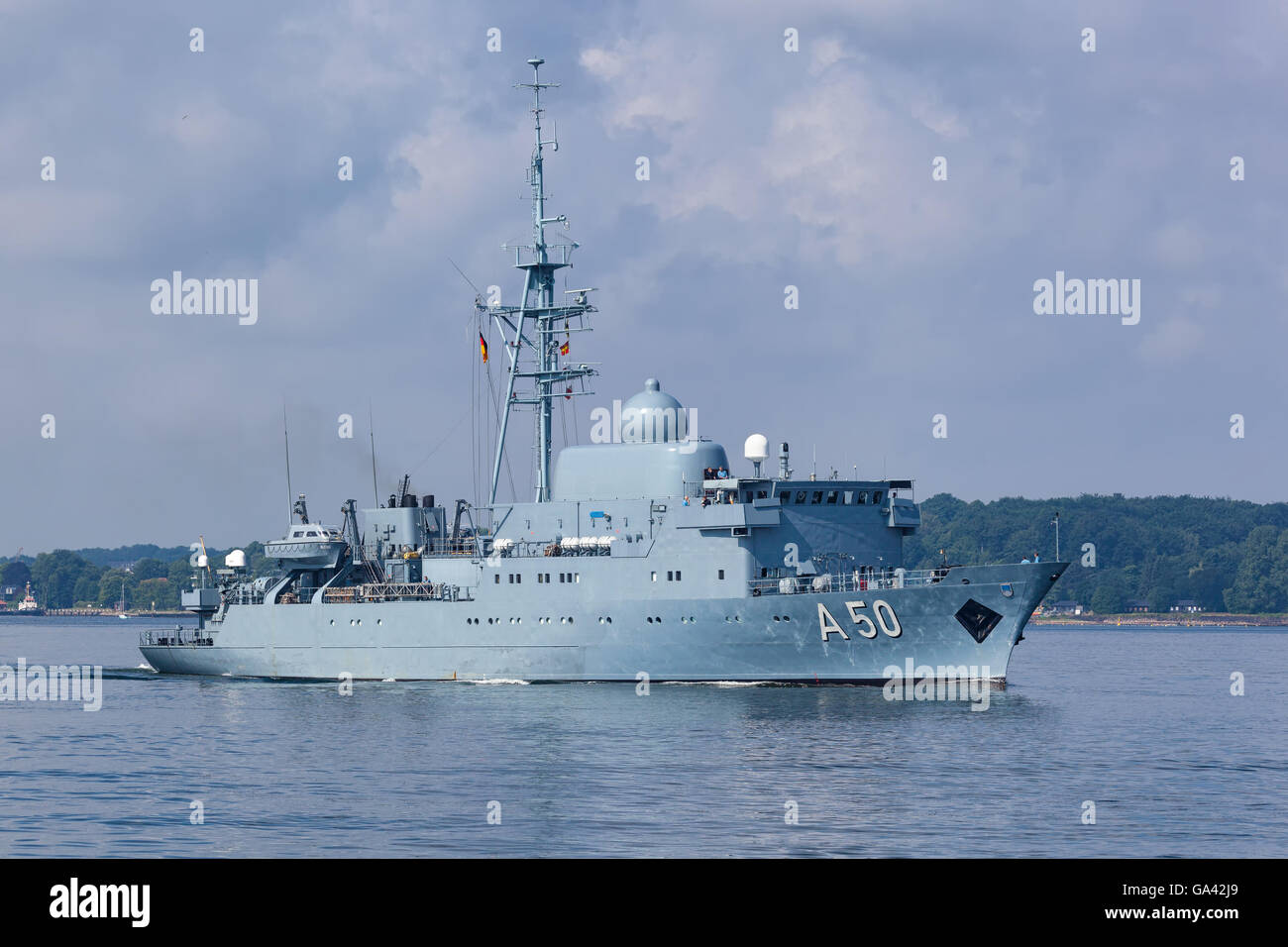 German Navy intelligence ship Alster (A 50) at Kiel, Germany Stock ...