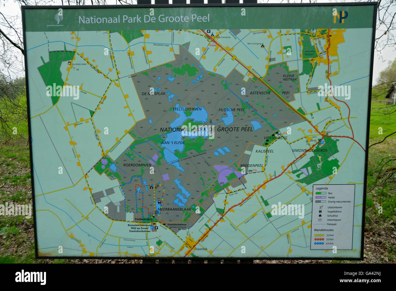Sign De Groote Peel, national park De Groote Peel, Netherlands / map ...