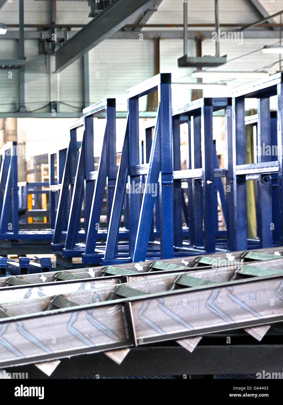 various elements of steel structures for further assembly Stock Photo ...