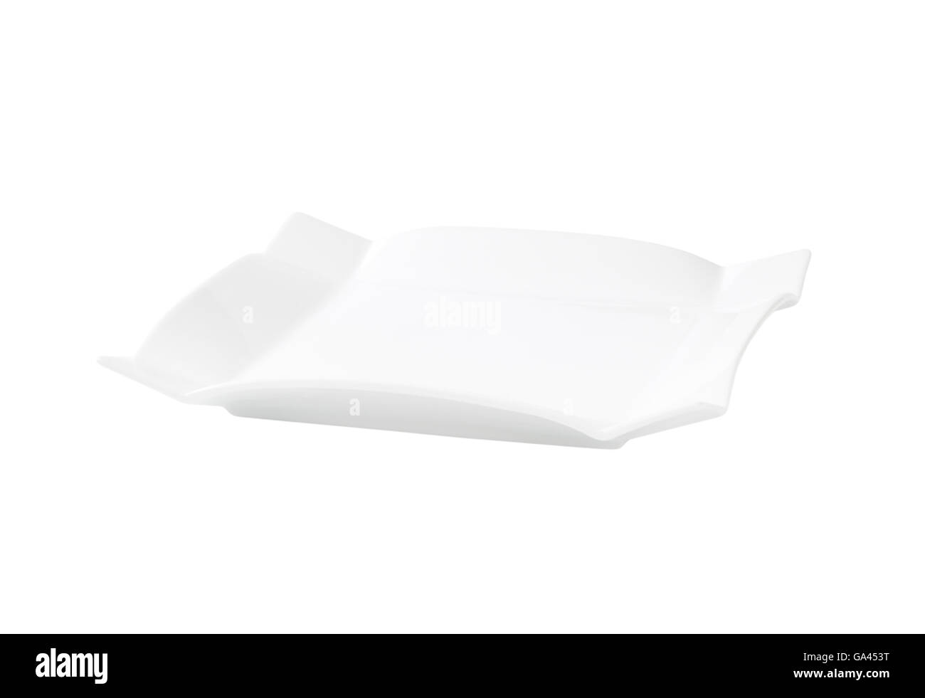 Modern white square dinner plate Stock Photo - Alamy