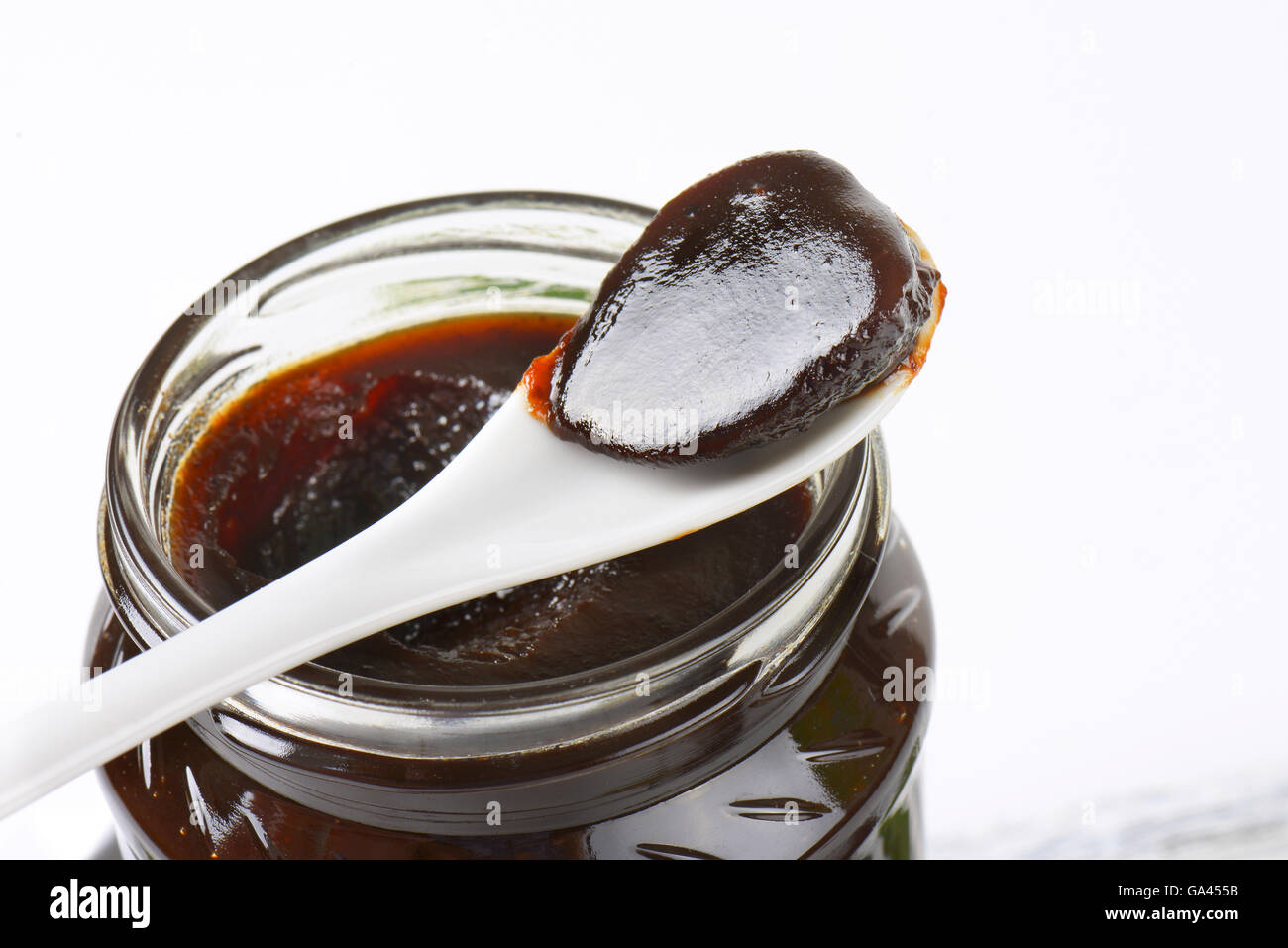 detail of spoon of fresh plum jam Stock Photo - Alamy