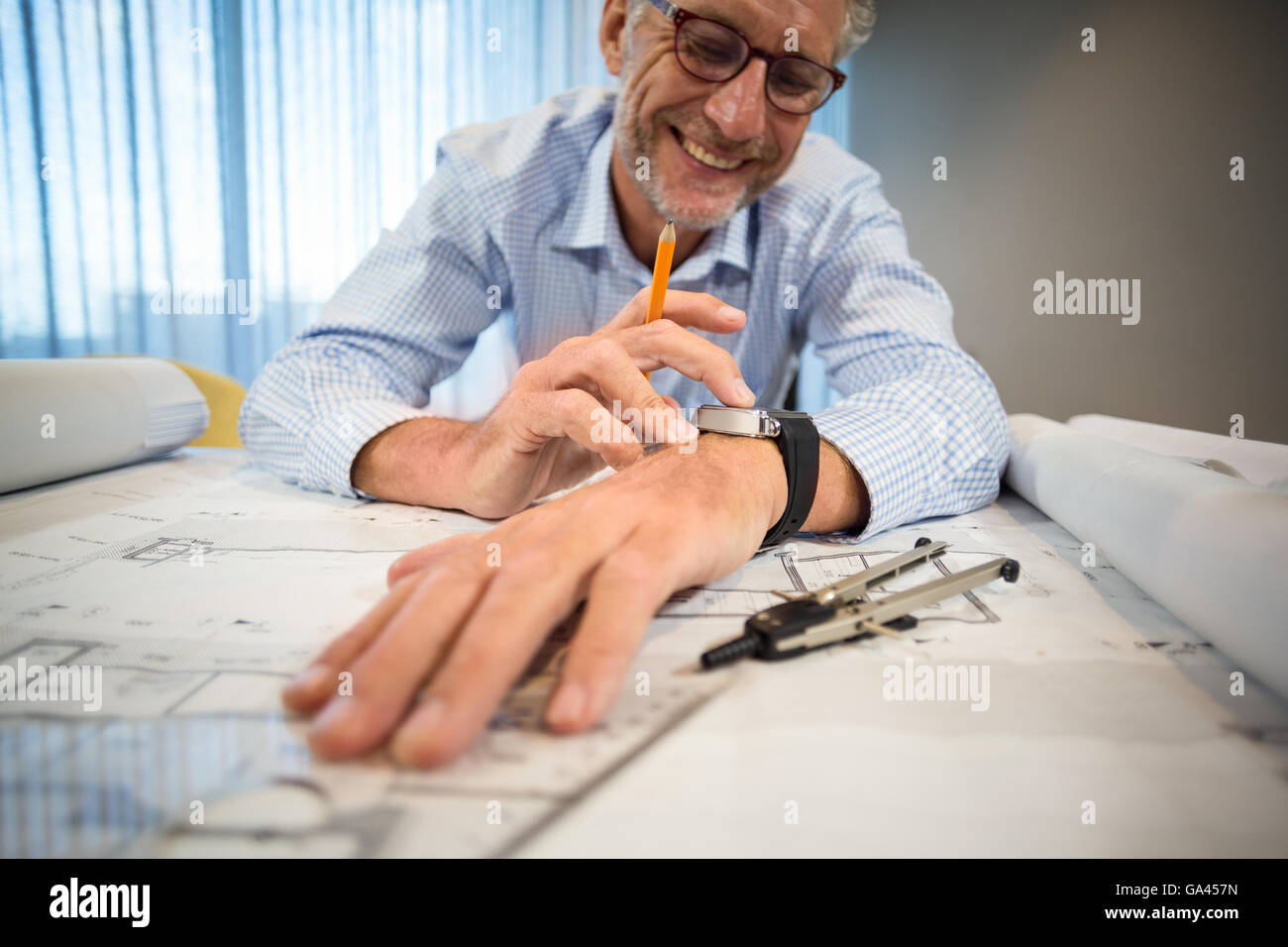 Man spectacles adjusting hi-res stock photography and images - Alamy