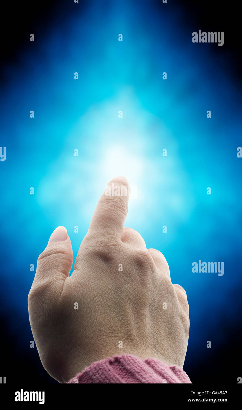female hand touching a light Stock Photo - Alamy