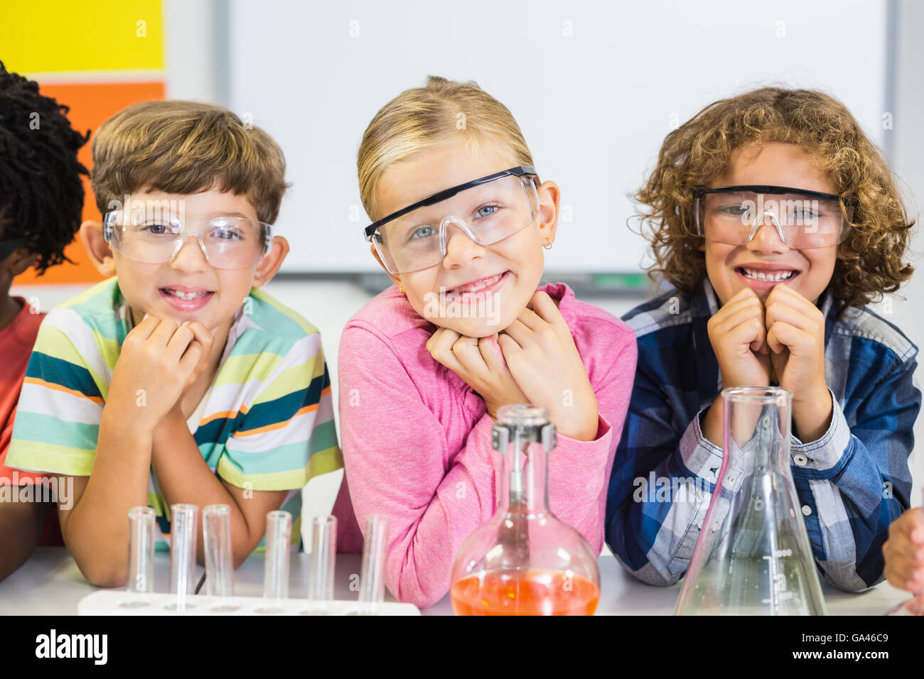 Portrait of kids in laboratory Stock Photo - Alamy