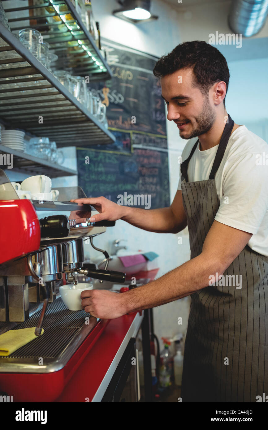 Barista espresso machine making man employee worker working hi-res ...