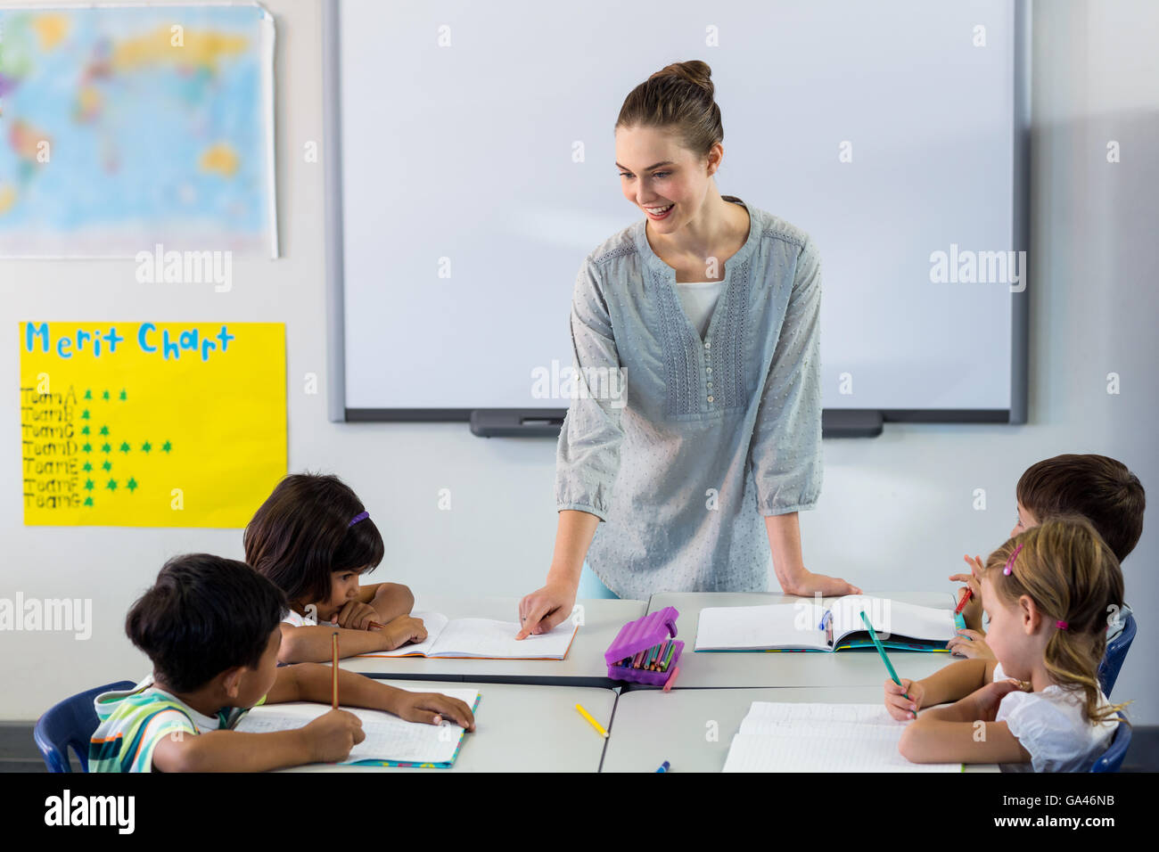 Female teacher classroom adult students hi-res stock photography and ...