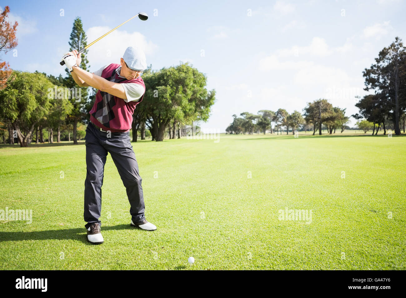 Golfer raising his golf club Stock Photo - Alamy
