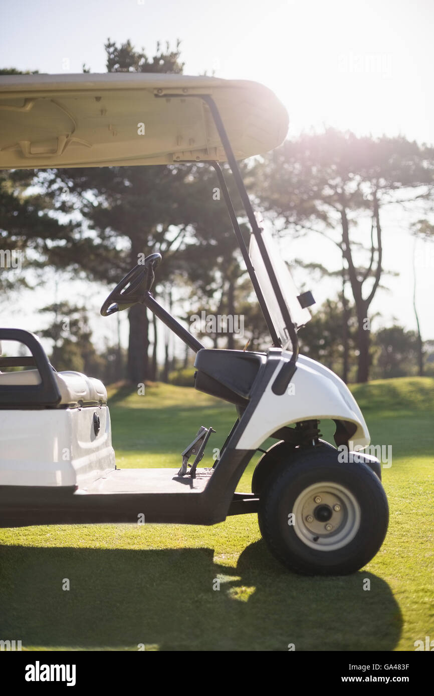 White golf buggy on field Stock Photo - Alamy