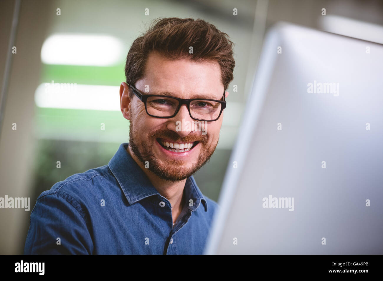 Portrait cheerful caucasian businessman looking hi-res stock ...
