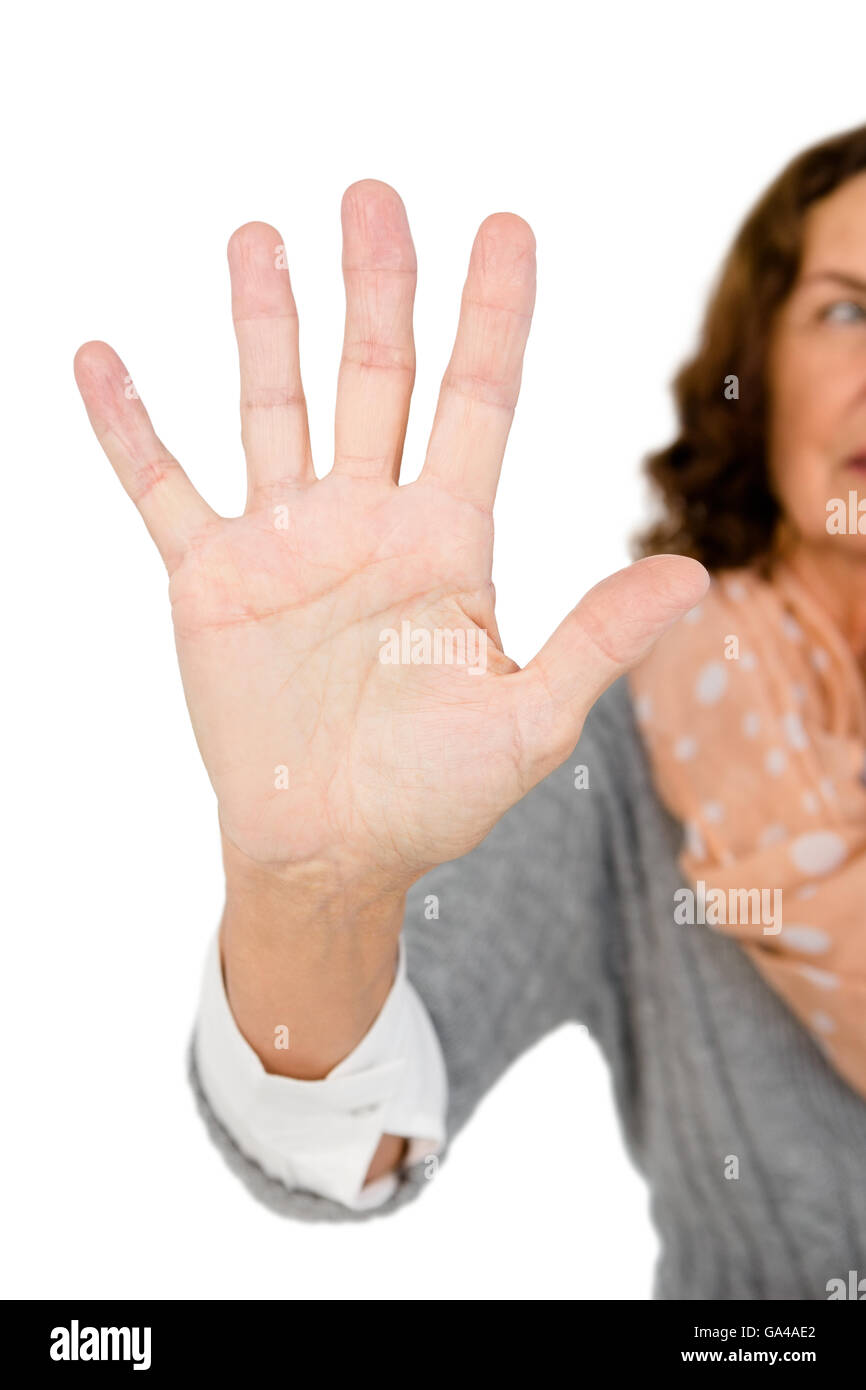 Senior woman gesturing stop hi-res stock photography and images - Alamy
