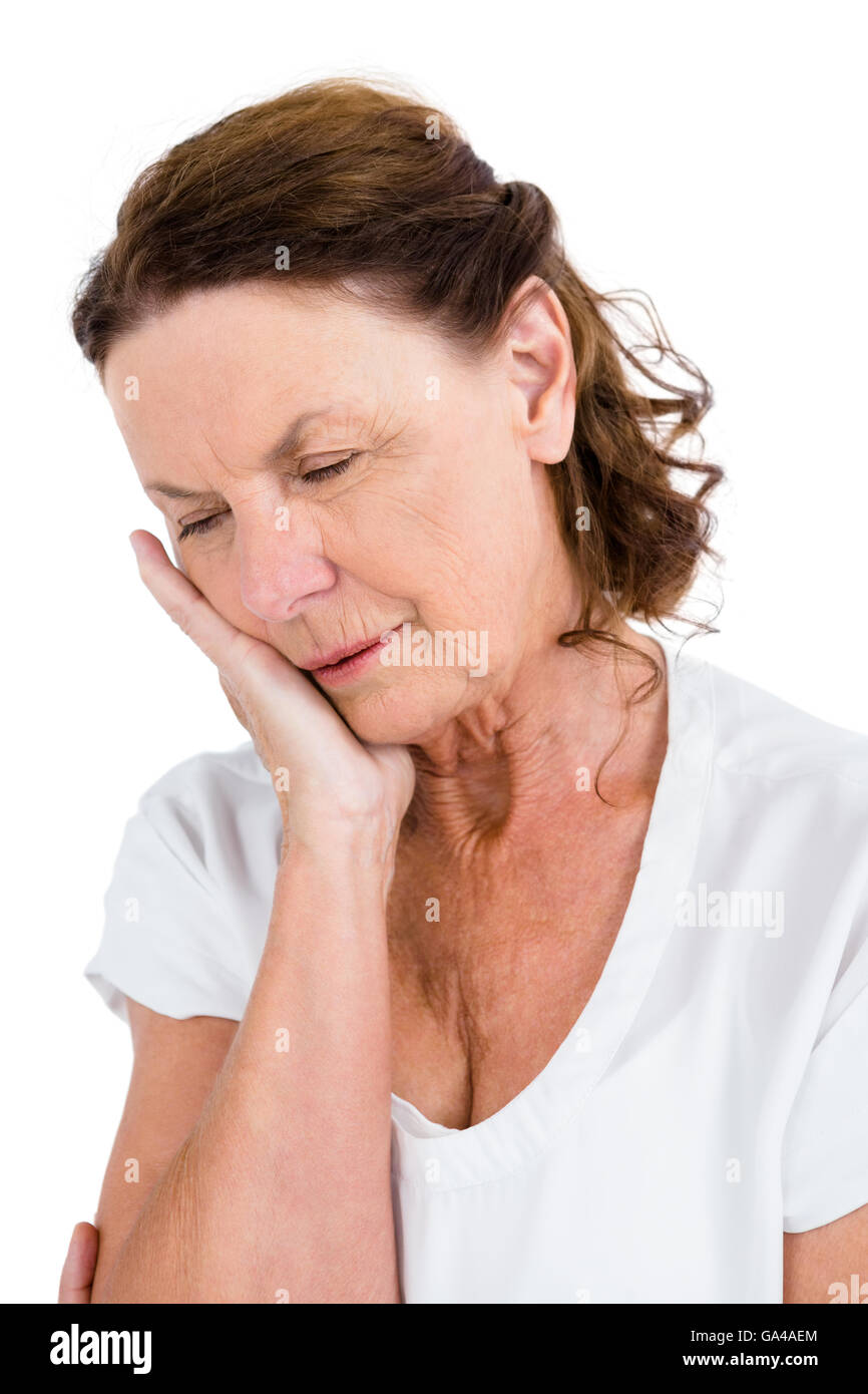 Mature woman having toothache Stock Photo - Alamy