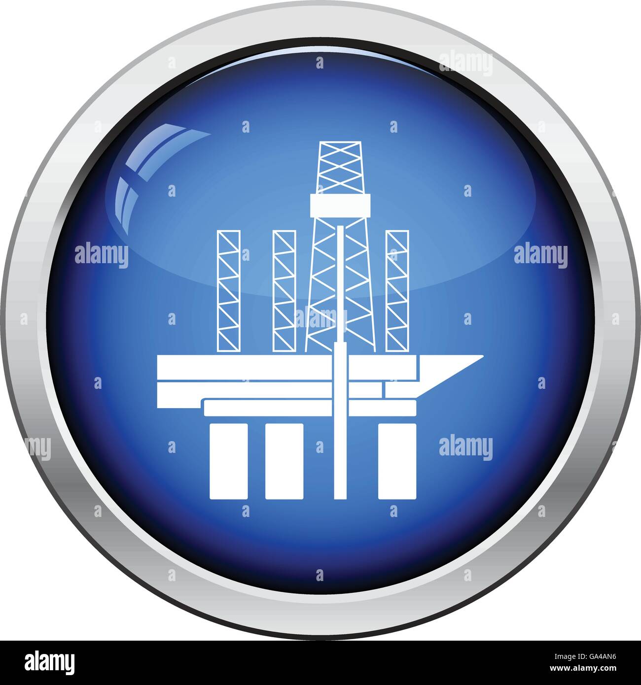 Oil sea platform icon. Glossy button design. Vector illustration Stock ...