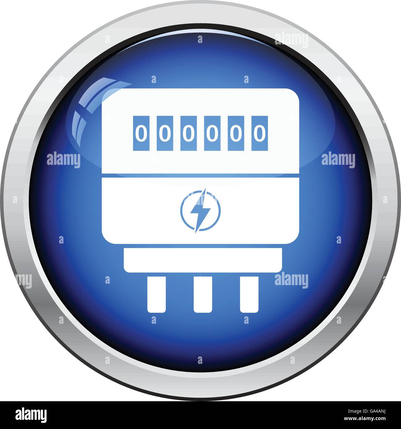 Electric meter icon. Glossy button design. Vector illustration Stock ...