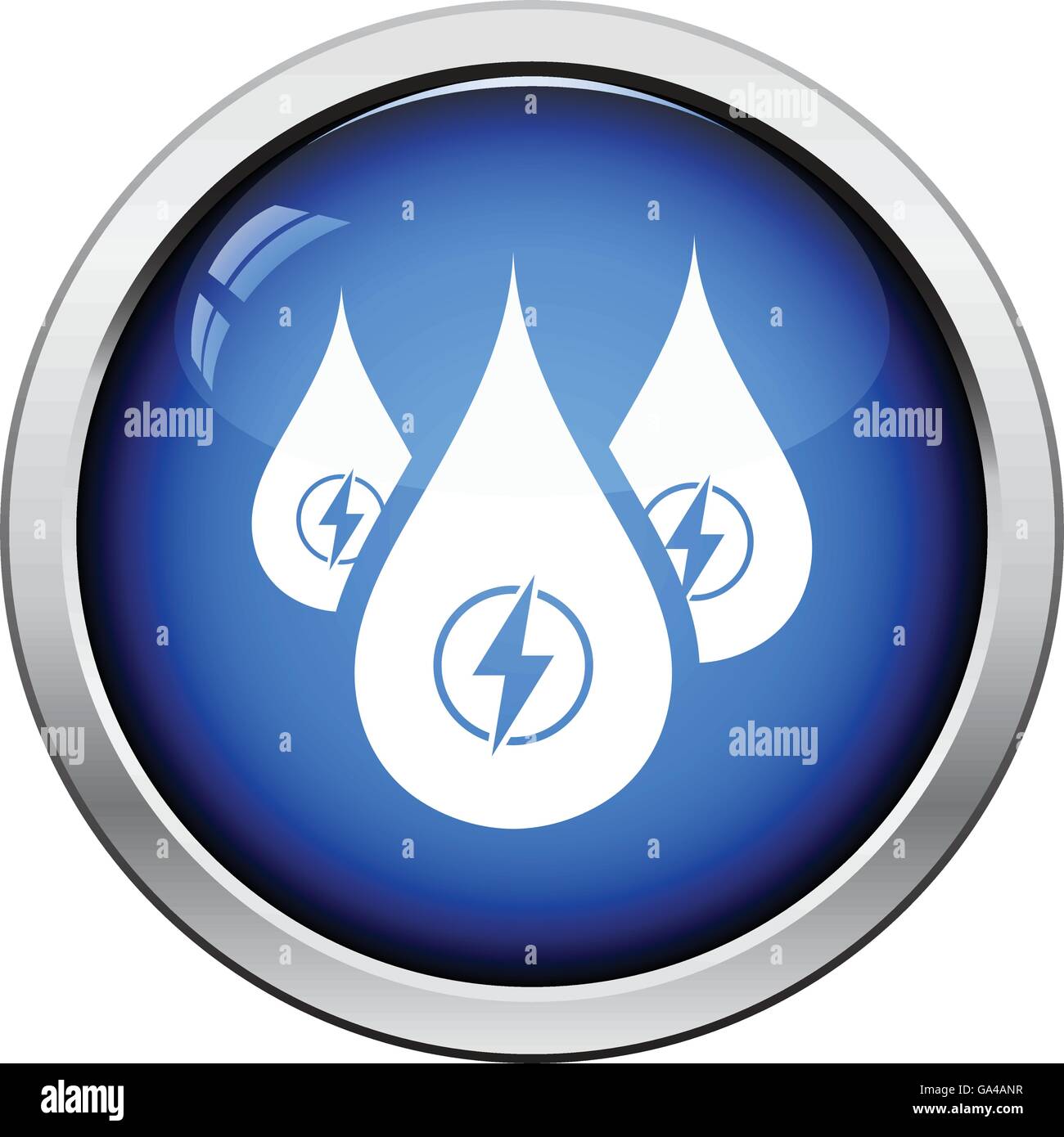 Hydro energy drops icon. Glossy button design. Vector illustration ...