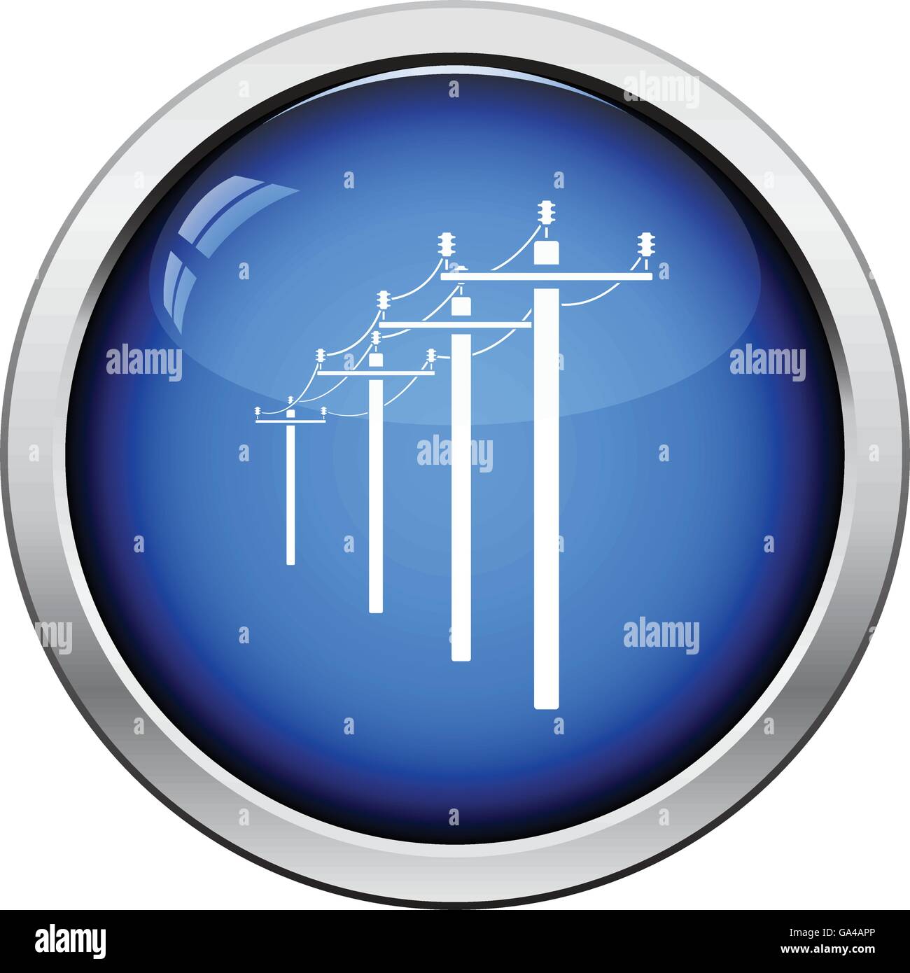 High voltage line icon. Glossy button design. Vector illustration Stock ...