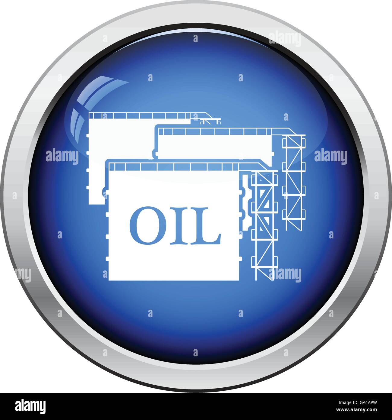 Oil tank storage icon. Glossy button design. Vector illustration Stock ...