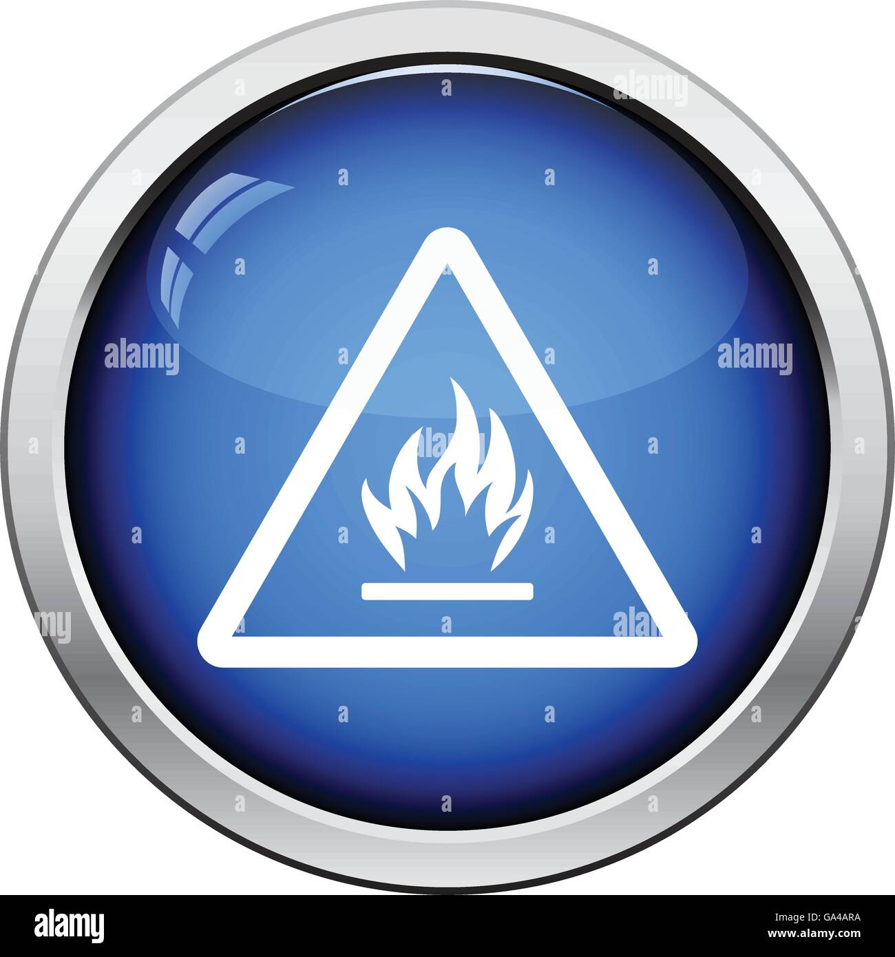 Flammable icon. Glossy button design. Vector illustration Stock Vector ...