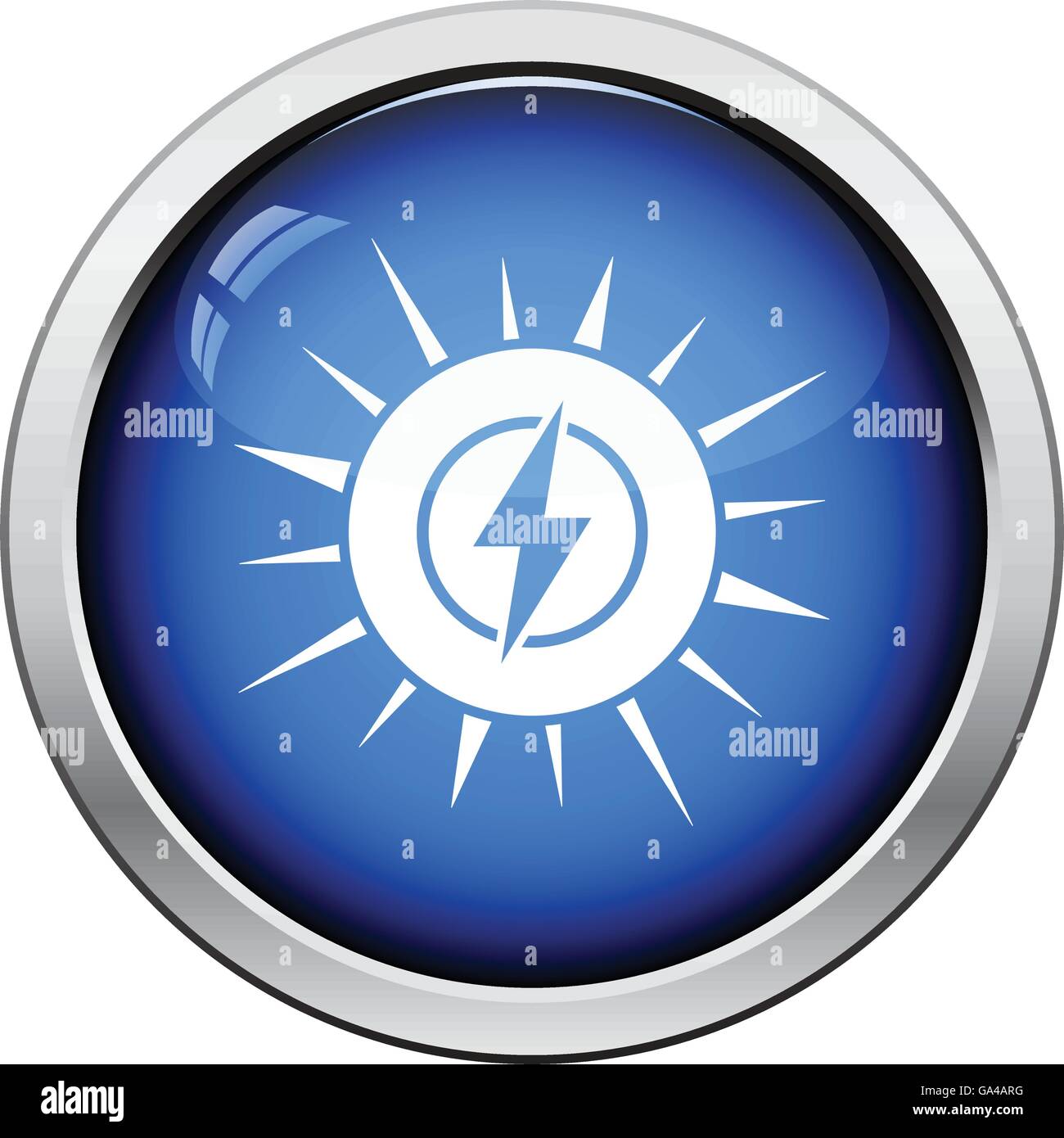 Solar energy icon. Glossy button design. Vector illustration Stock ...