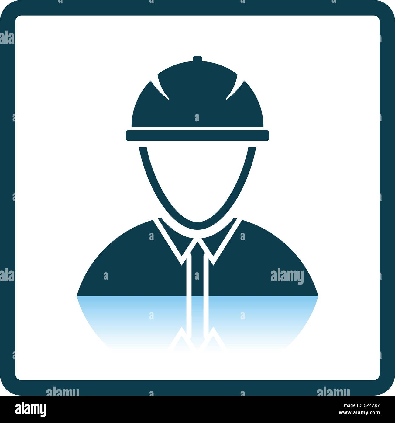 Icon of construction worker head in helmet. Shadow reflection design ...