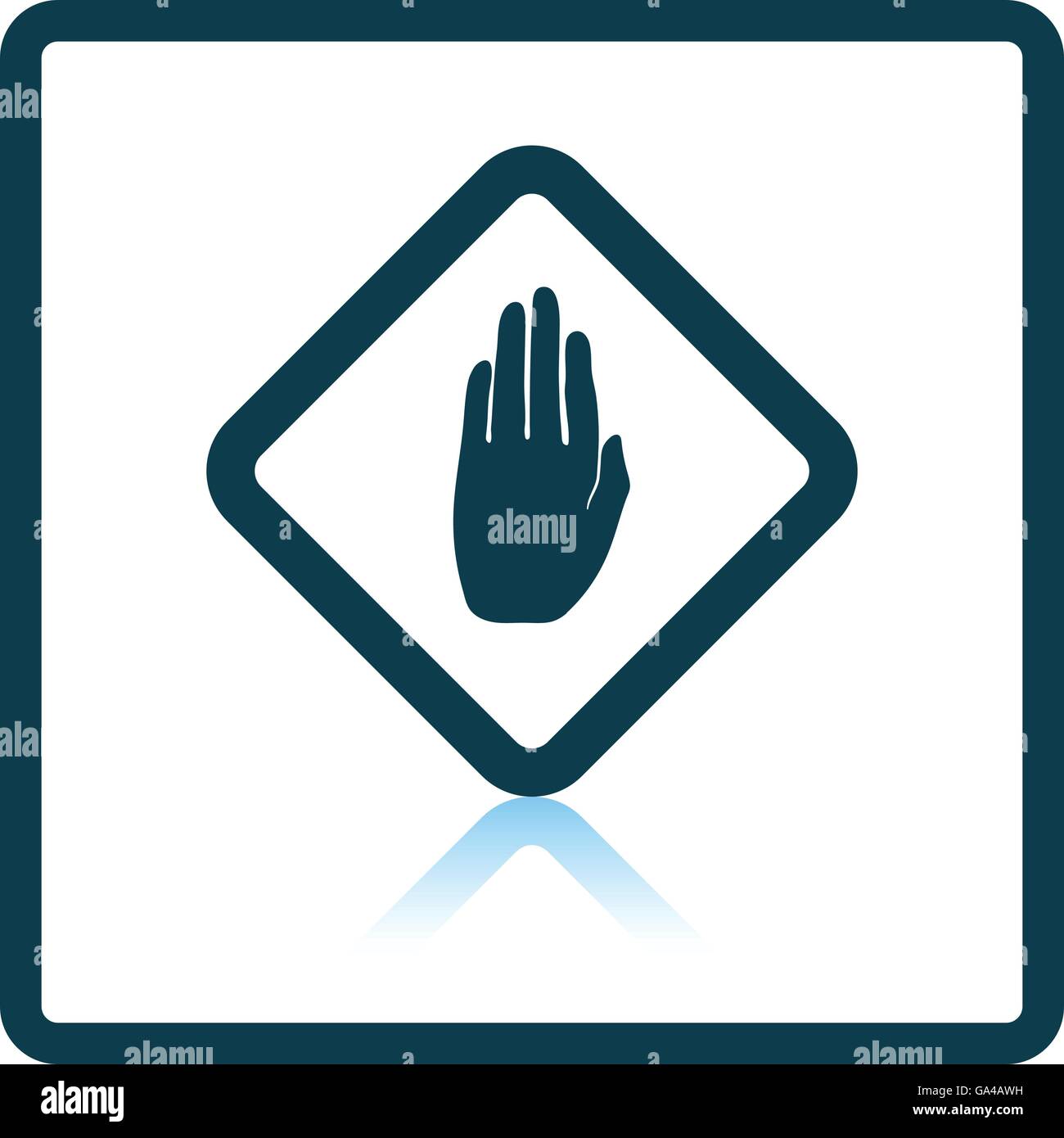 Icon of Warning hand. Shadow reflection design. Vector illustration ...