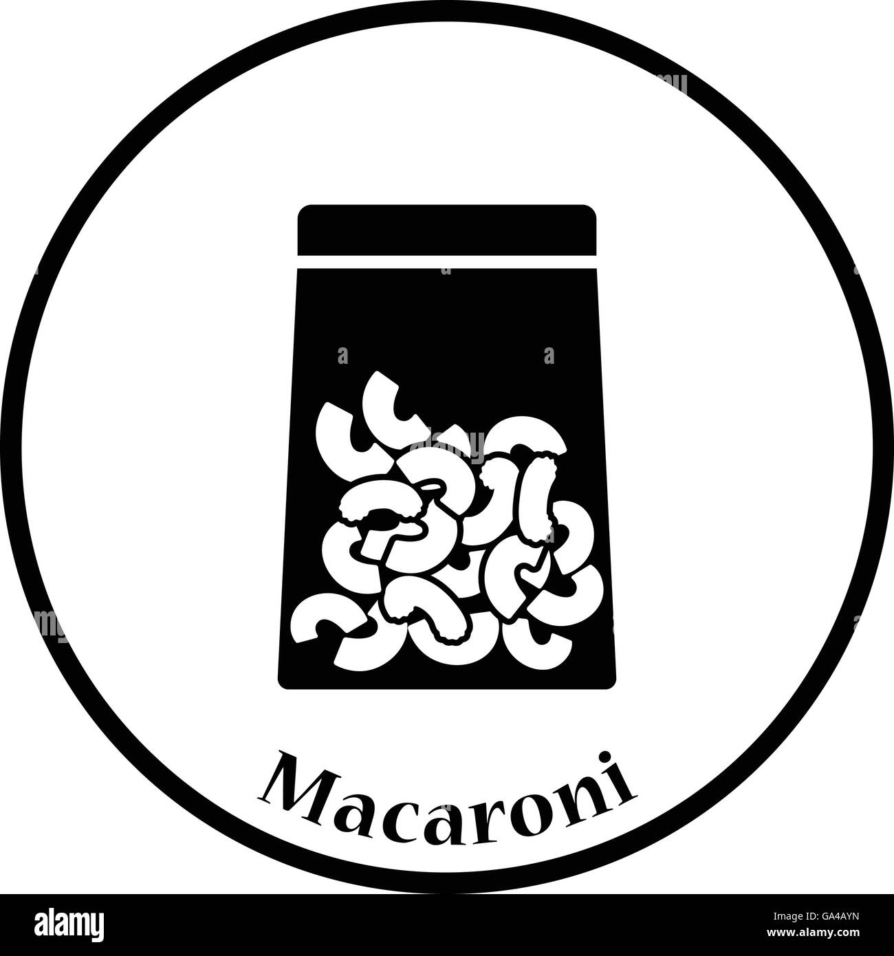 Macaroni package icon. Thin circle design. Vector illustration Stock ...