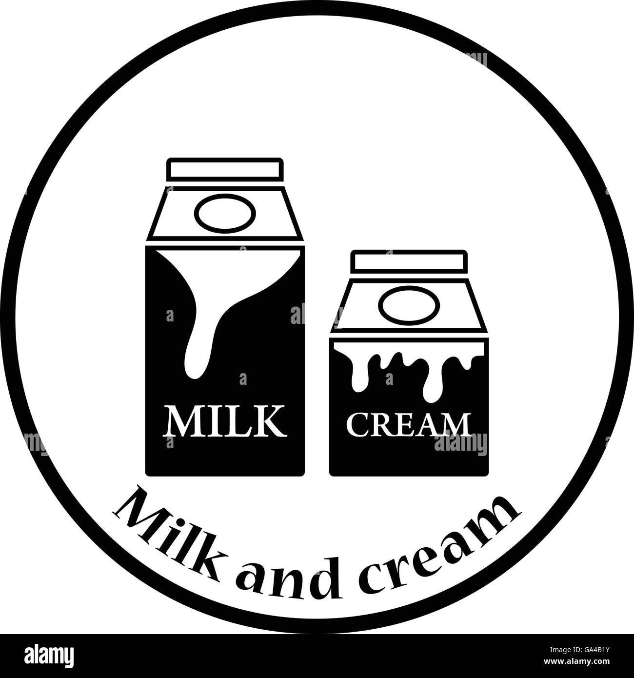 Milk and cream container icon. Thin circle design. Vector illustration ...