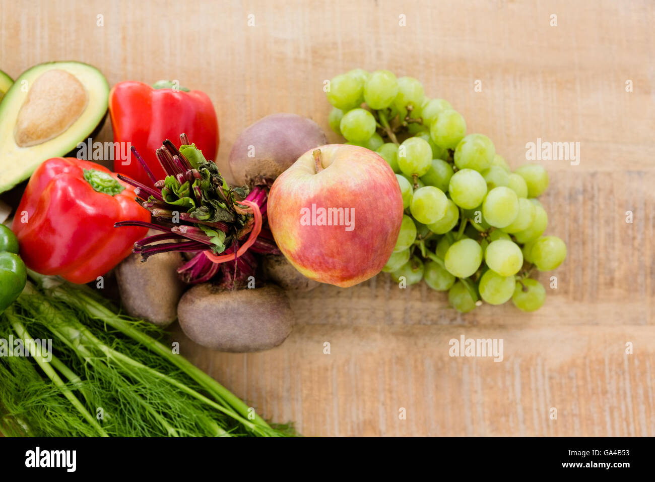 High angle view of various fruits and vegetables Stock Photo - Alamy