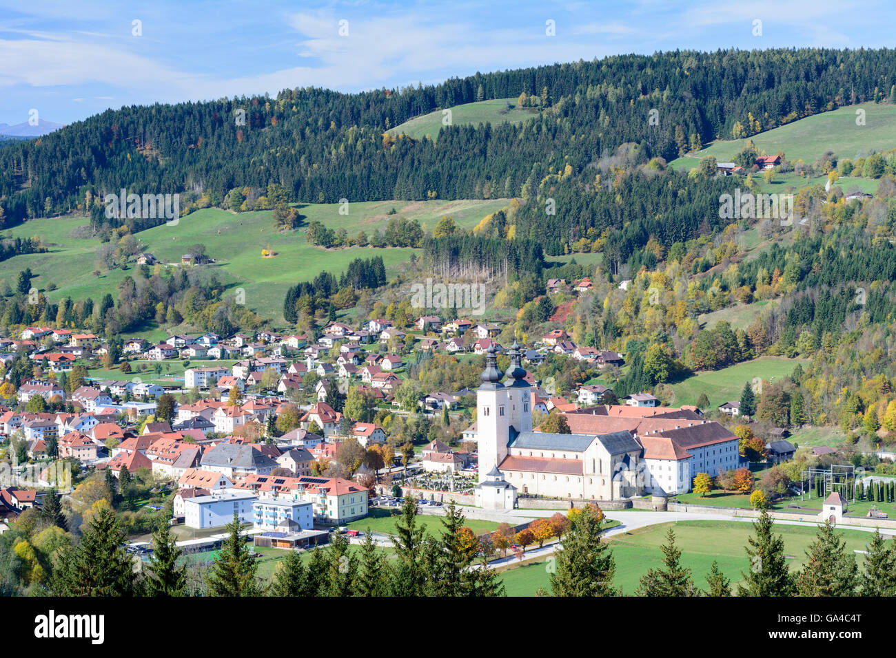 Overlooking Gurk and the Gurk Cathedral, Gurk, Austria, Kärnten ...