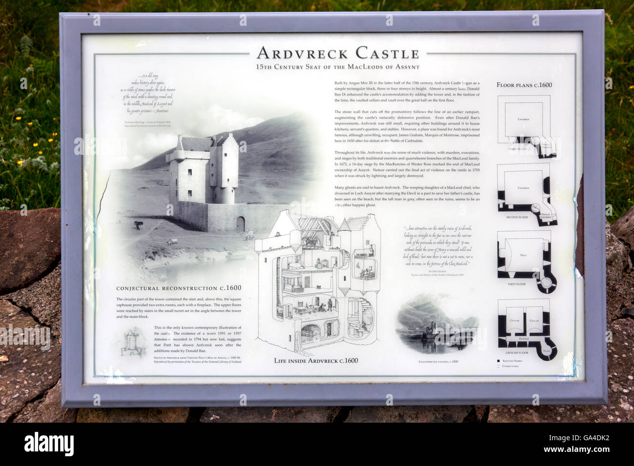 Ardvreck Castle dates from the 16th century and stands on a rocky ...