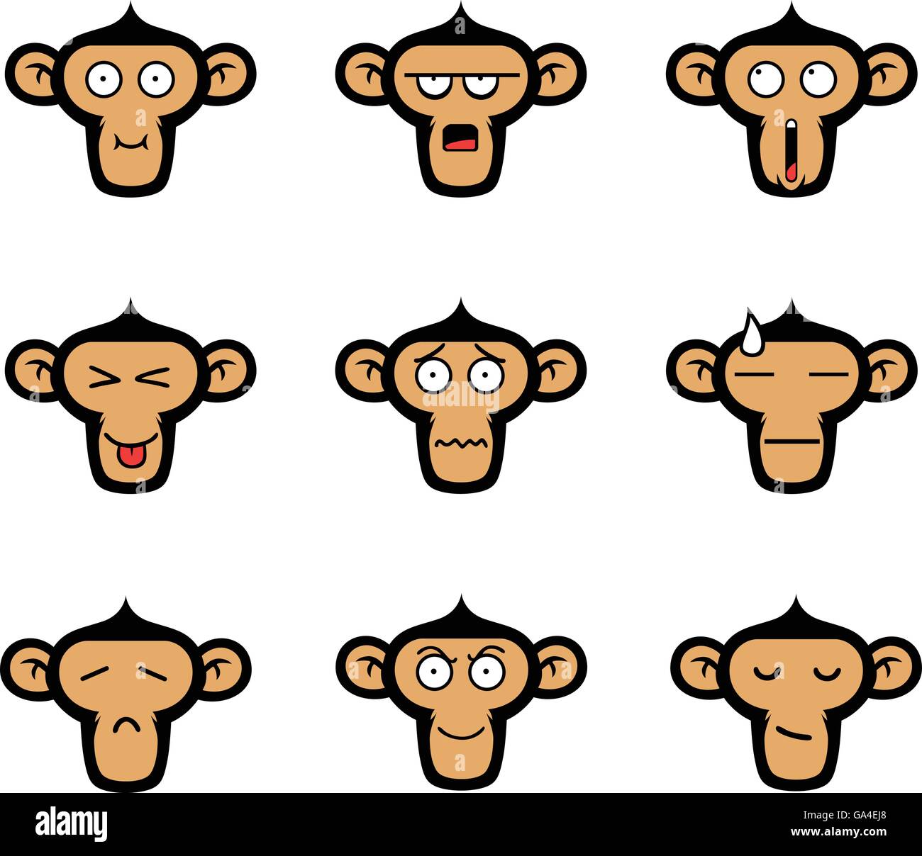 Monkey Face Expressions Vector Set Stock Vector Image & Art - Alamy