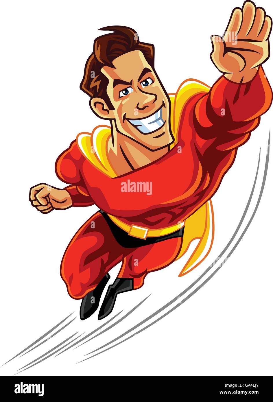 Superhero Flying with Muscly Body Cartoon Vector Stock Vector Image ...