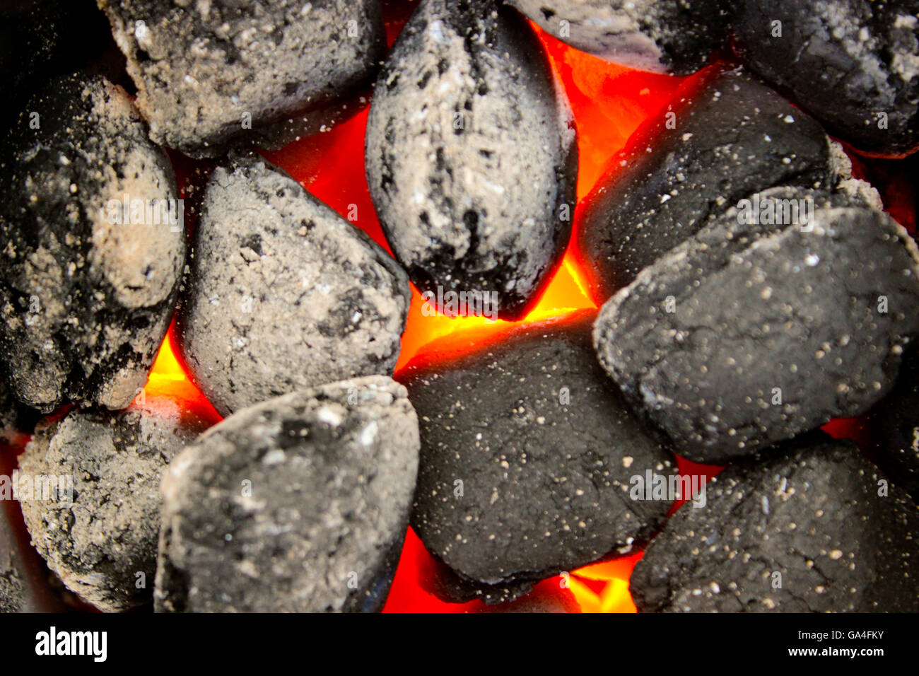 Hot Grilling Charcoal Glowing Stock Photo - Alamy