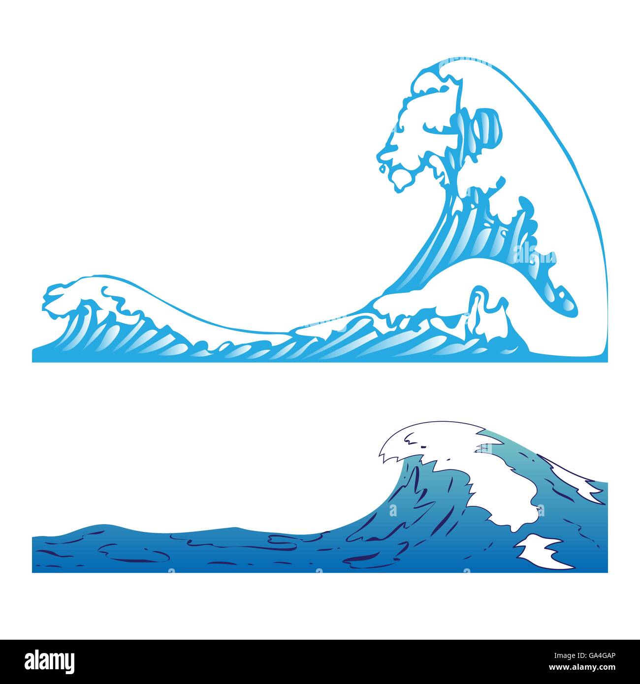 Ocean waves isolated on white background Stock Vector Image & Art - Alamy