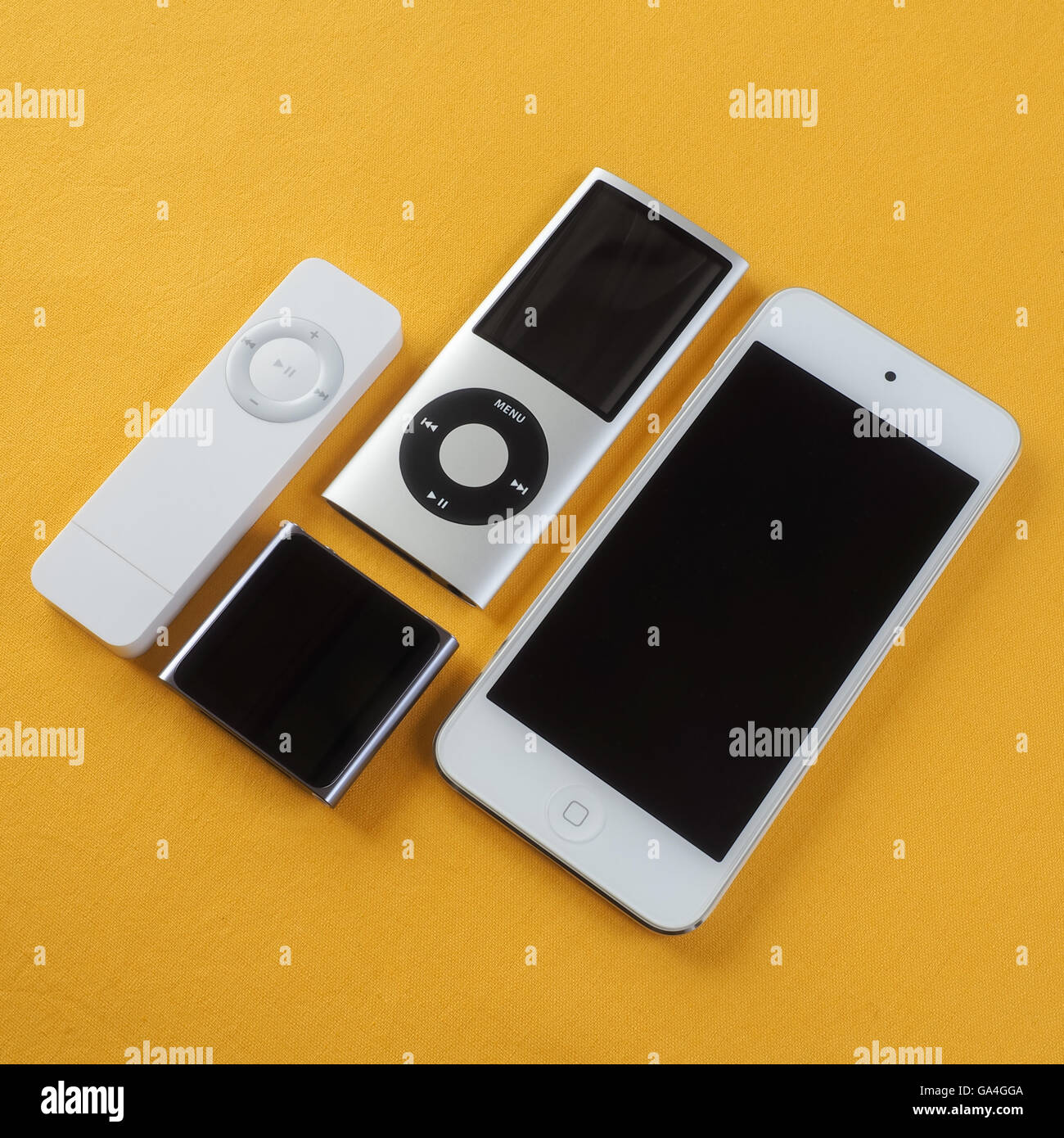 Group of Four Apple iPods Stock Photo - Alamy
