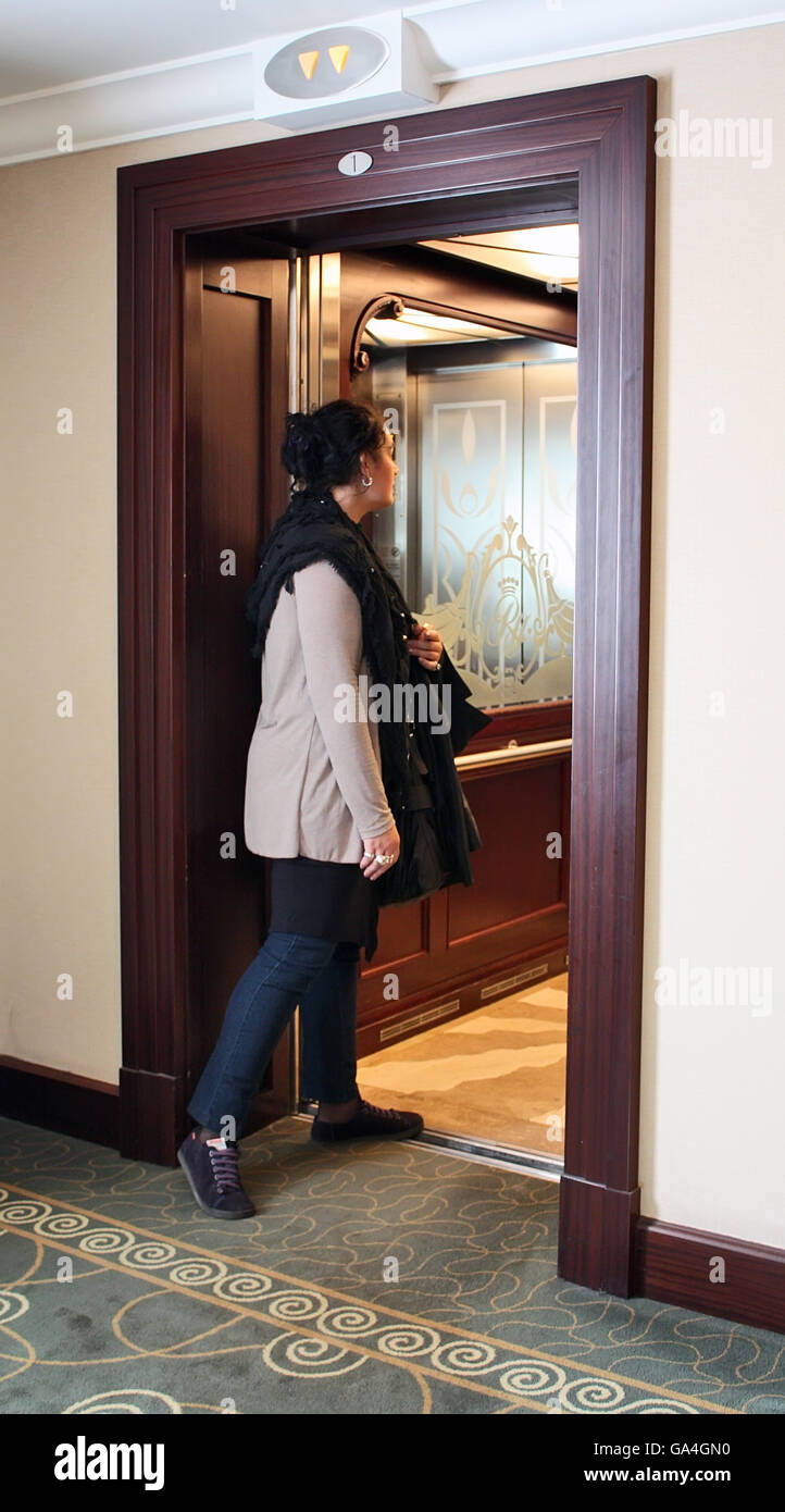 People in the elevator Stock Photo - Alamy