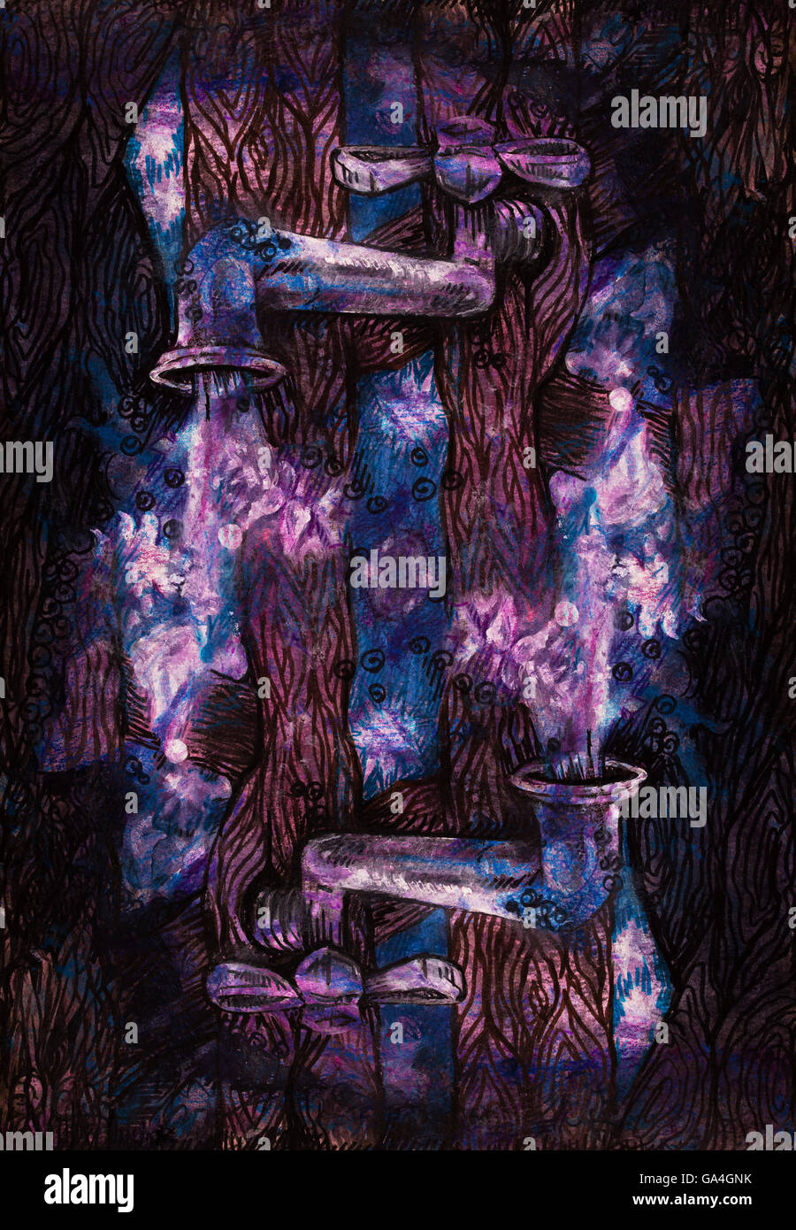 decorative background drawing of water tabs pouring stars Stock Photo ...