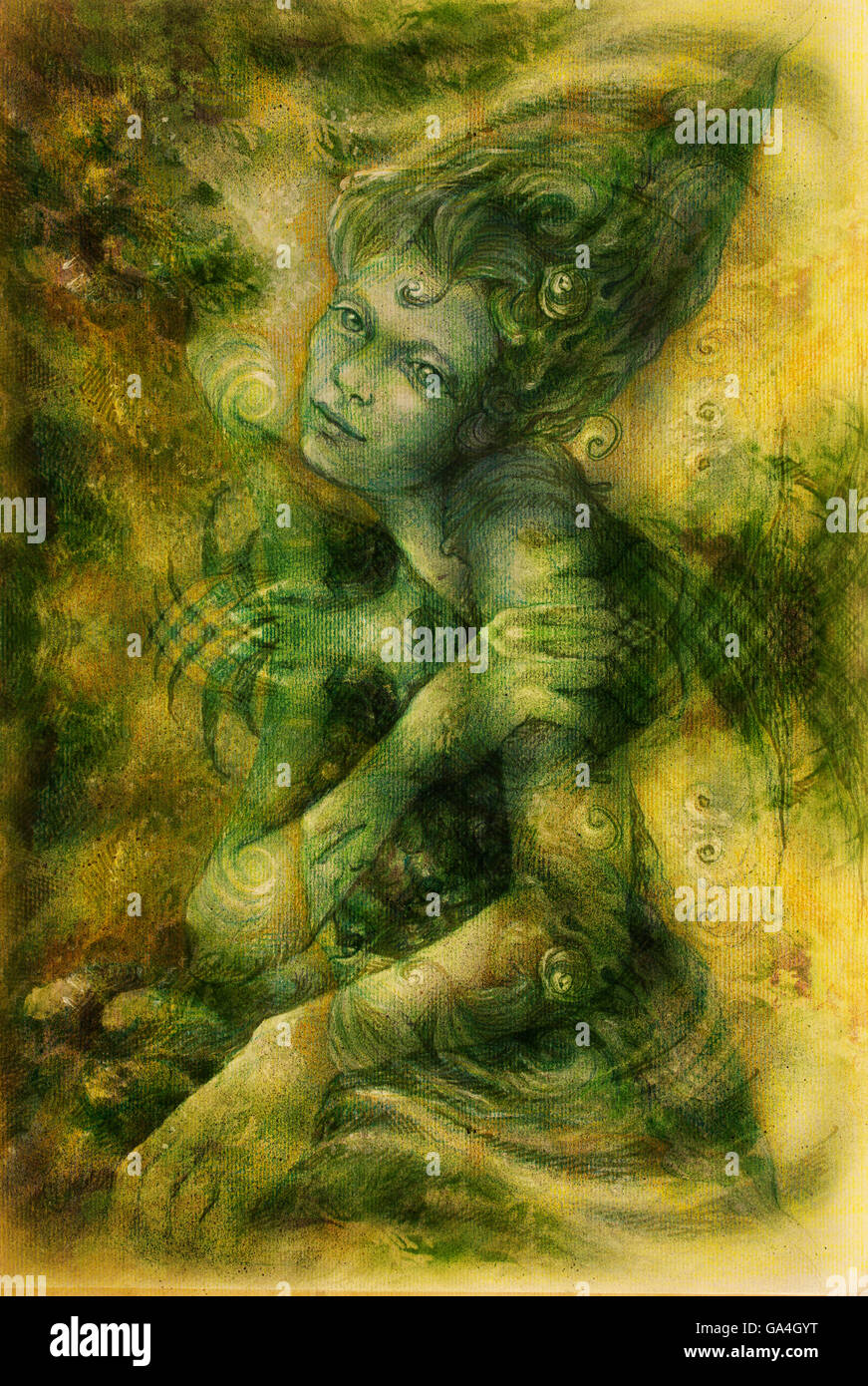 abstract green fairy pattern background, colorful drawing Stock Photo ...