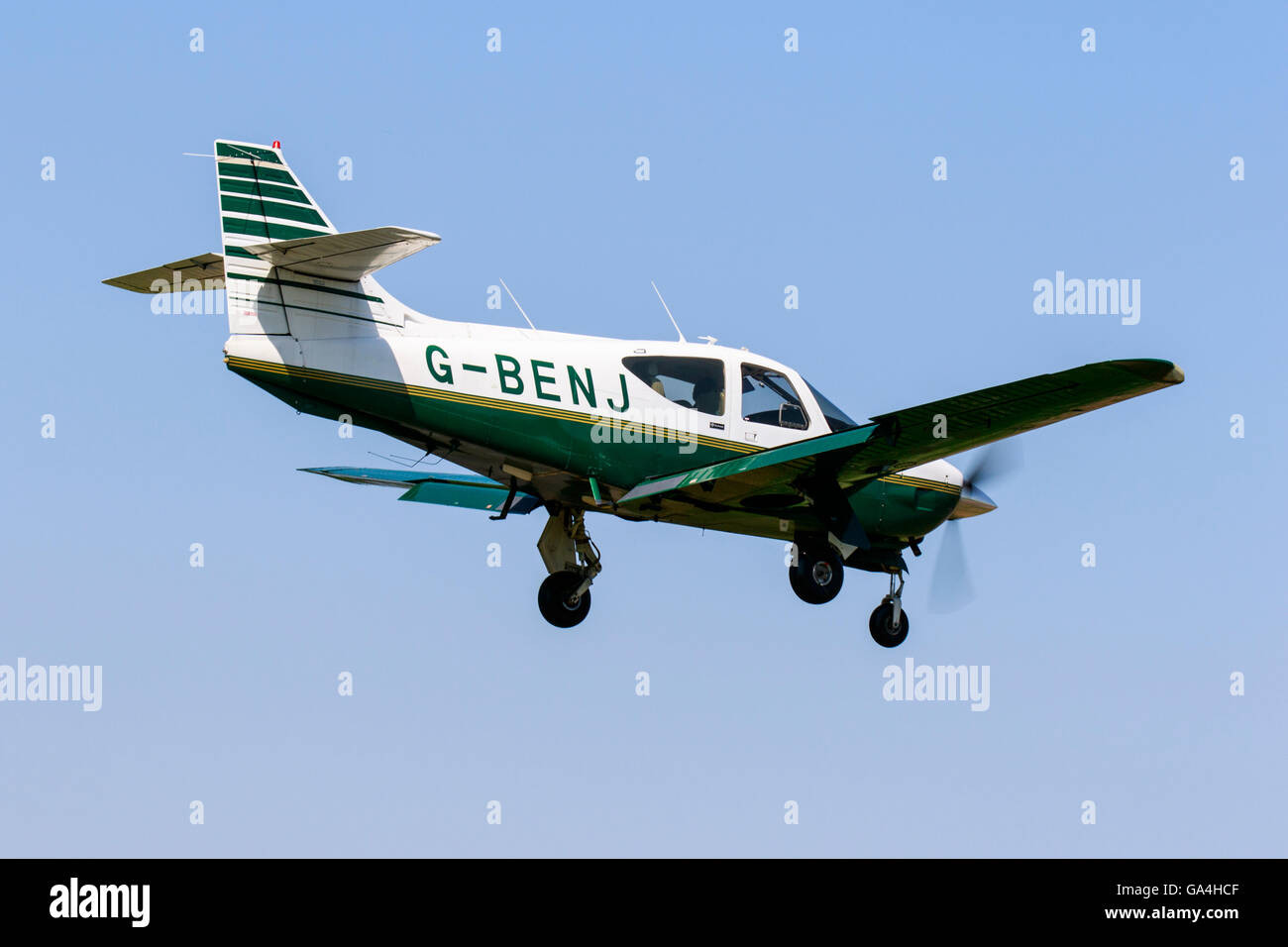 Rockwell Commander 112B G-BENJ landing at Sturgate Airfield Stock Photo ...