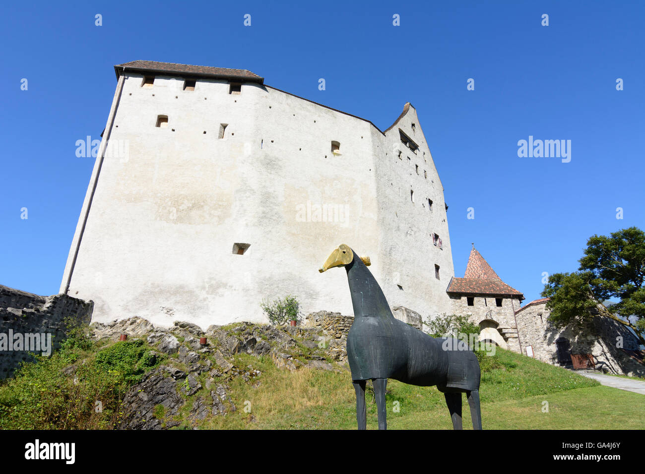 Balzers Gutenberg Castle, sculpture Liechtenstein Stock Photo - Alamy