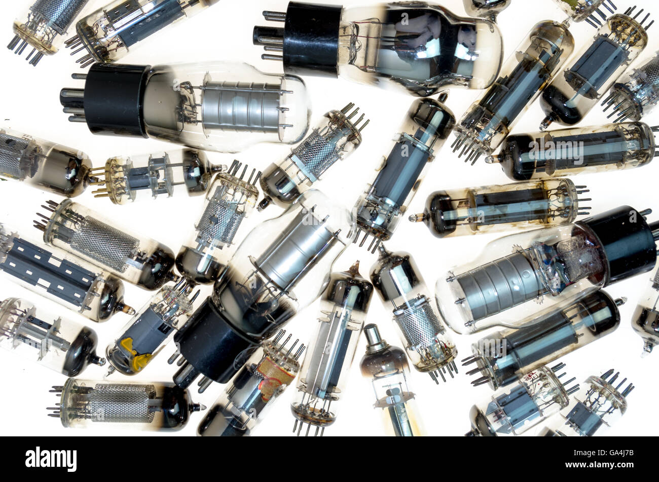 Vacuum electronic tubes as background isolated on white Stock Photo - Alamy