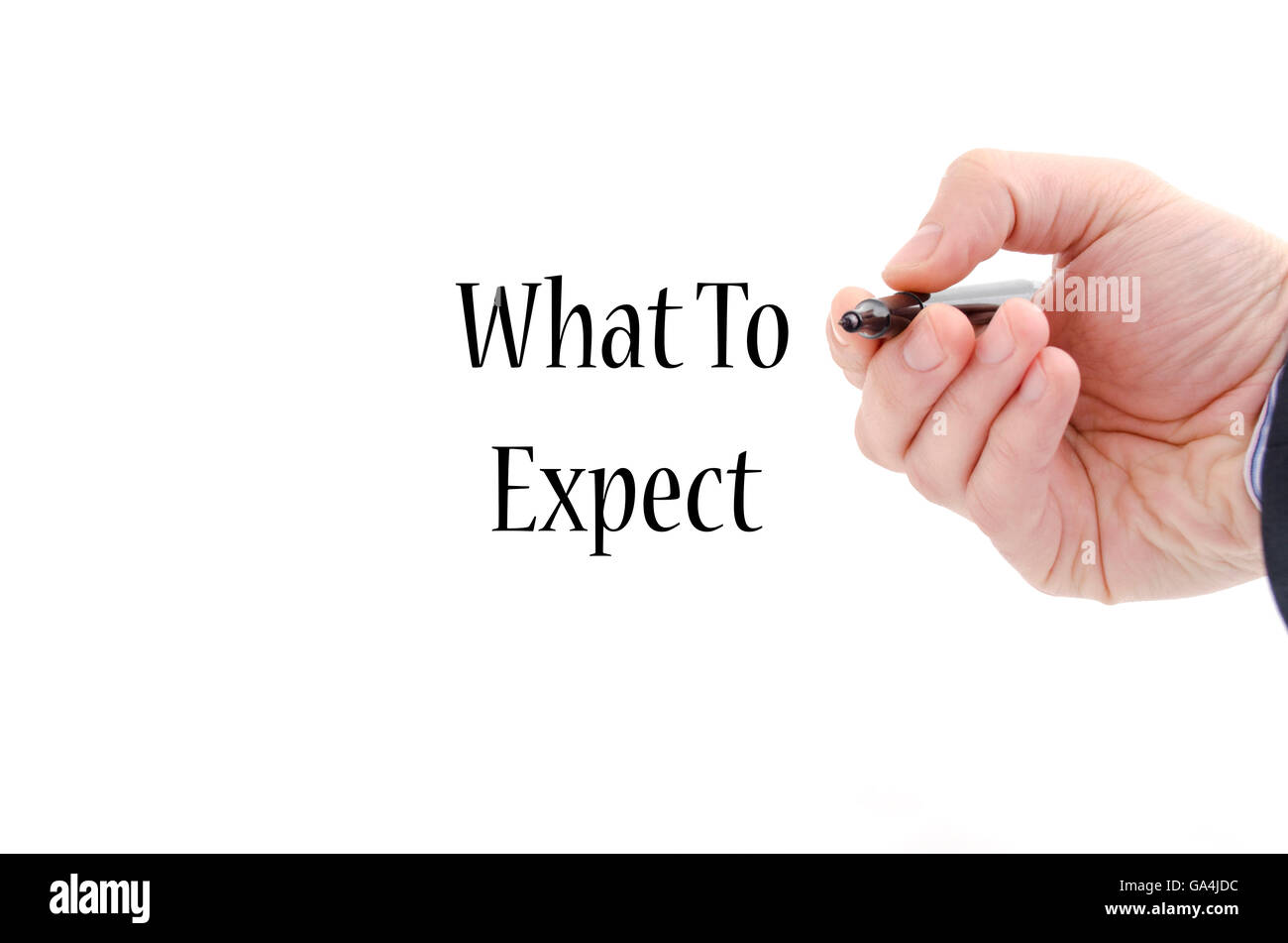 What to expect text concept isolated over white background Stock Photo ...