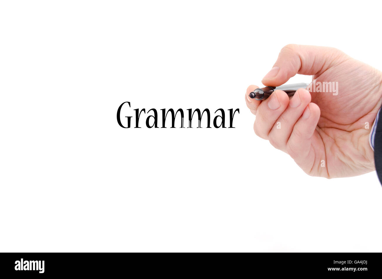 Grammar text concept isolated over white background Stock Photo - Alamy