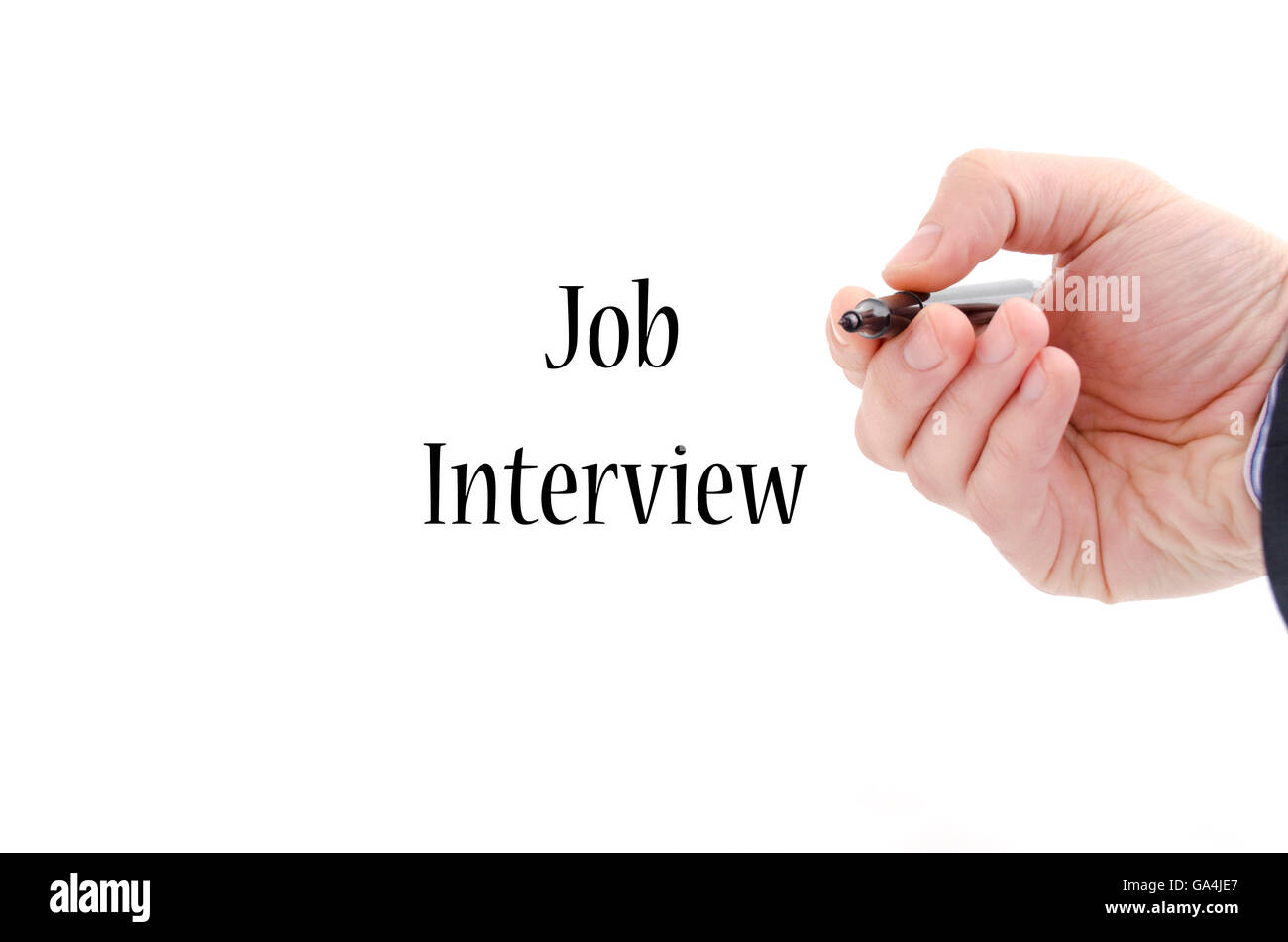 Job interview text concept isolated over white background Stock Photo ...