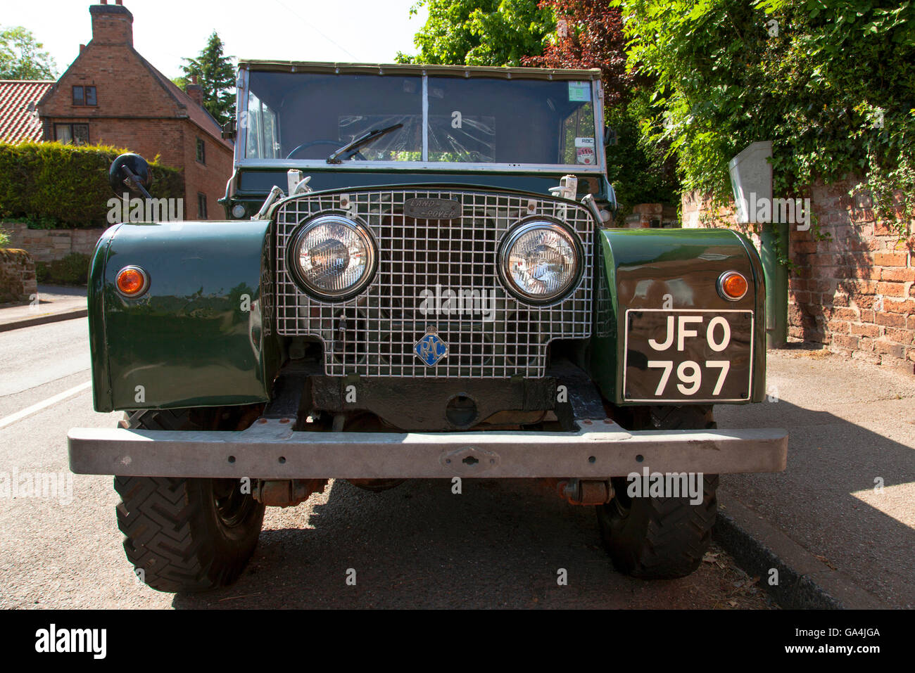 A restored classic Land Rover i a village in the U.K Stock Photo - Alamy