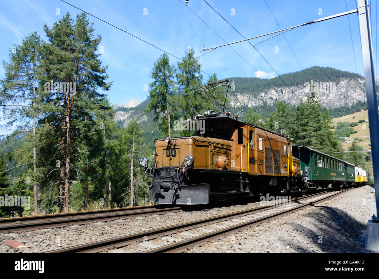 Filisur Nostalgia train " Albula " Rhaetian Railway with a locomotive ...