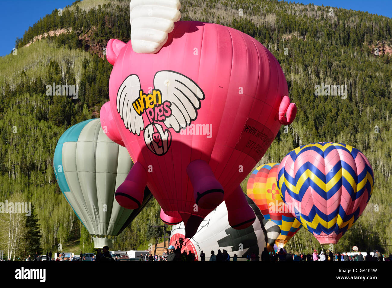 Balloons at the 2016 Balloon festival in Telluride, Colorado Stock ...